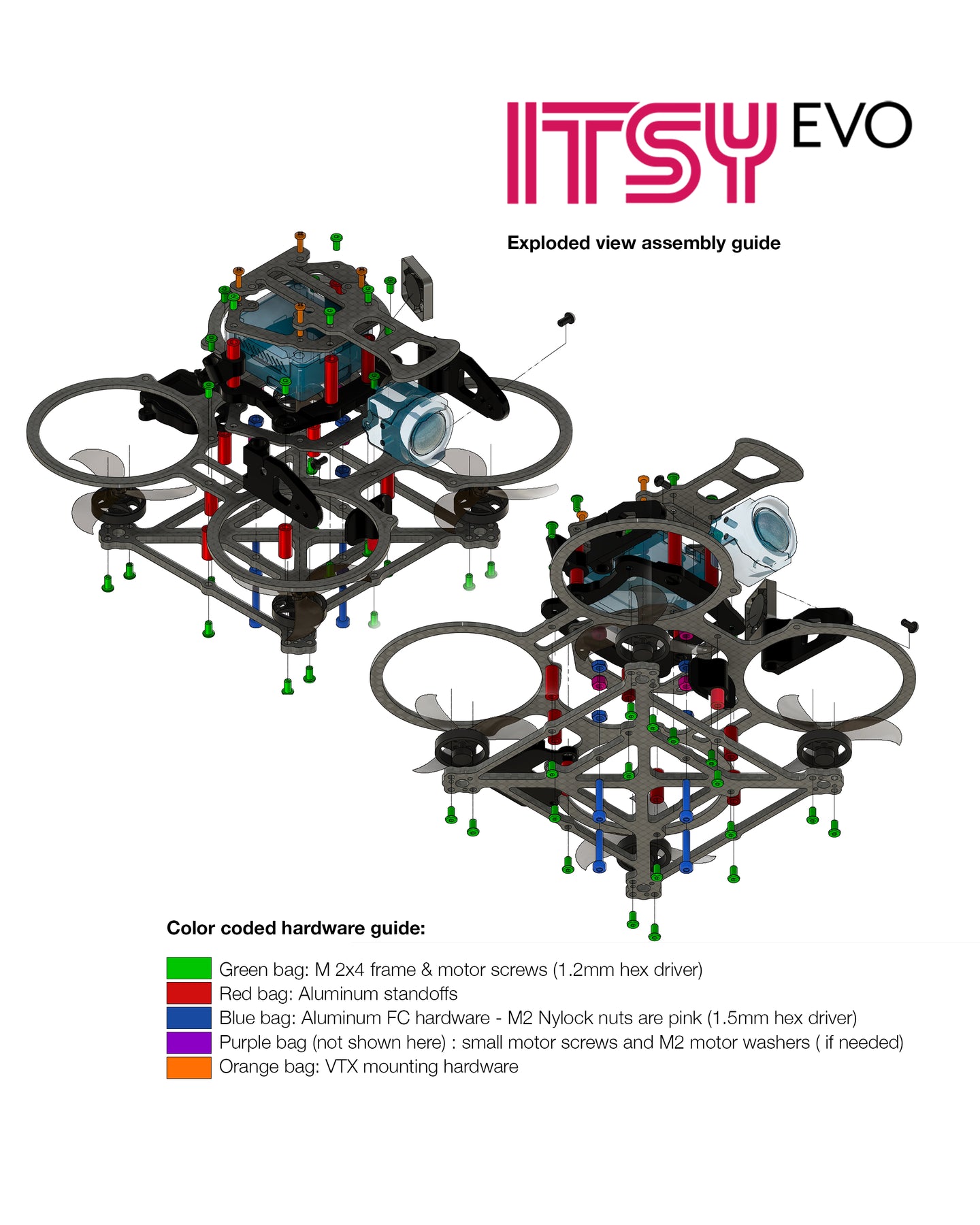 ITSY EVO- Mini-Cine FPV Frame Kit by SPYDR Cinematics – DroneTheoryFilms